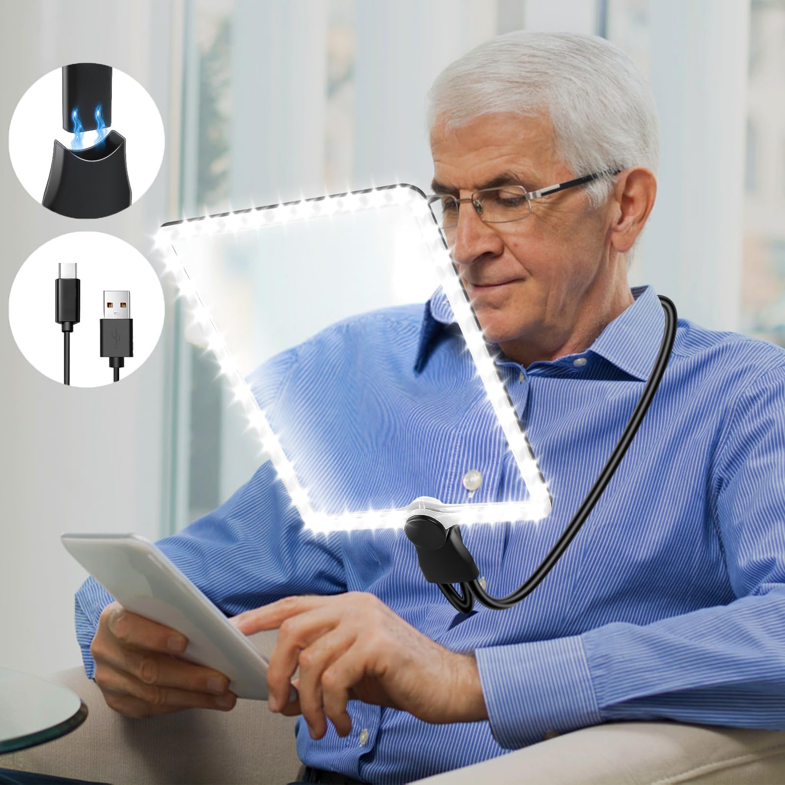 Amazon.com: 5X Magnifying Glass with 50 LEDs Light, Large Hands Free ...