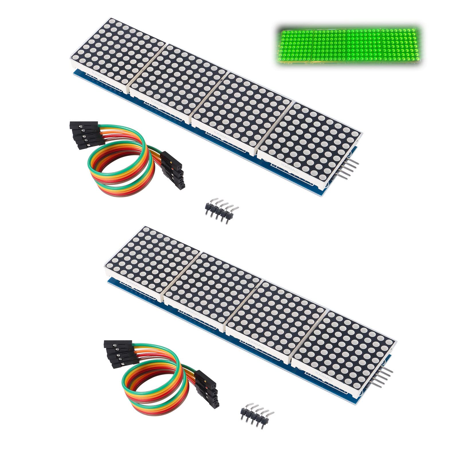 ALAMSCN 2PCS MAX7219 Dot Matrix Module 4 in 1 LED Display Module with 5 Pin Wire, Green : Amazon ...