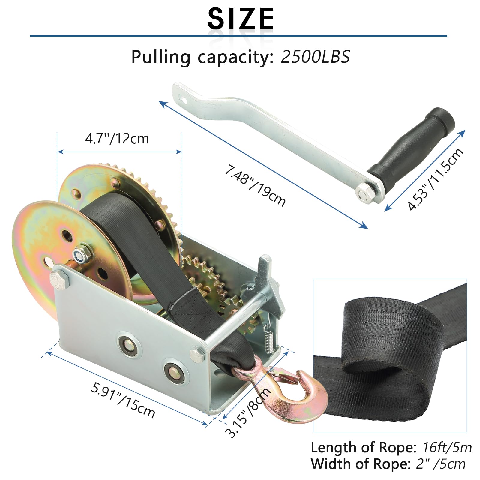 Snapklik.com : DASBET Boat Trailer Winch Hand Winch Crank Cable