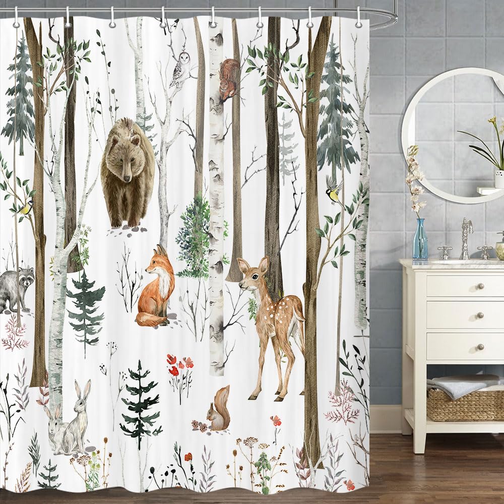 Amazon.com: Rustic Forest Shower Curtains, Rustic Lodge Cabin Shower ...