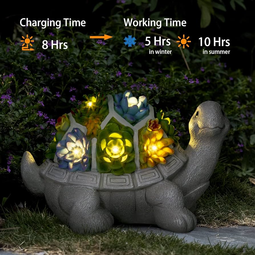 Garden Statue MININOVA Solar Mosaic Turtle Statue - Waterproof Garden ...