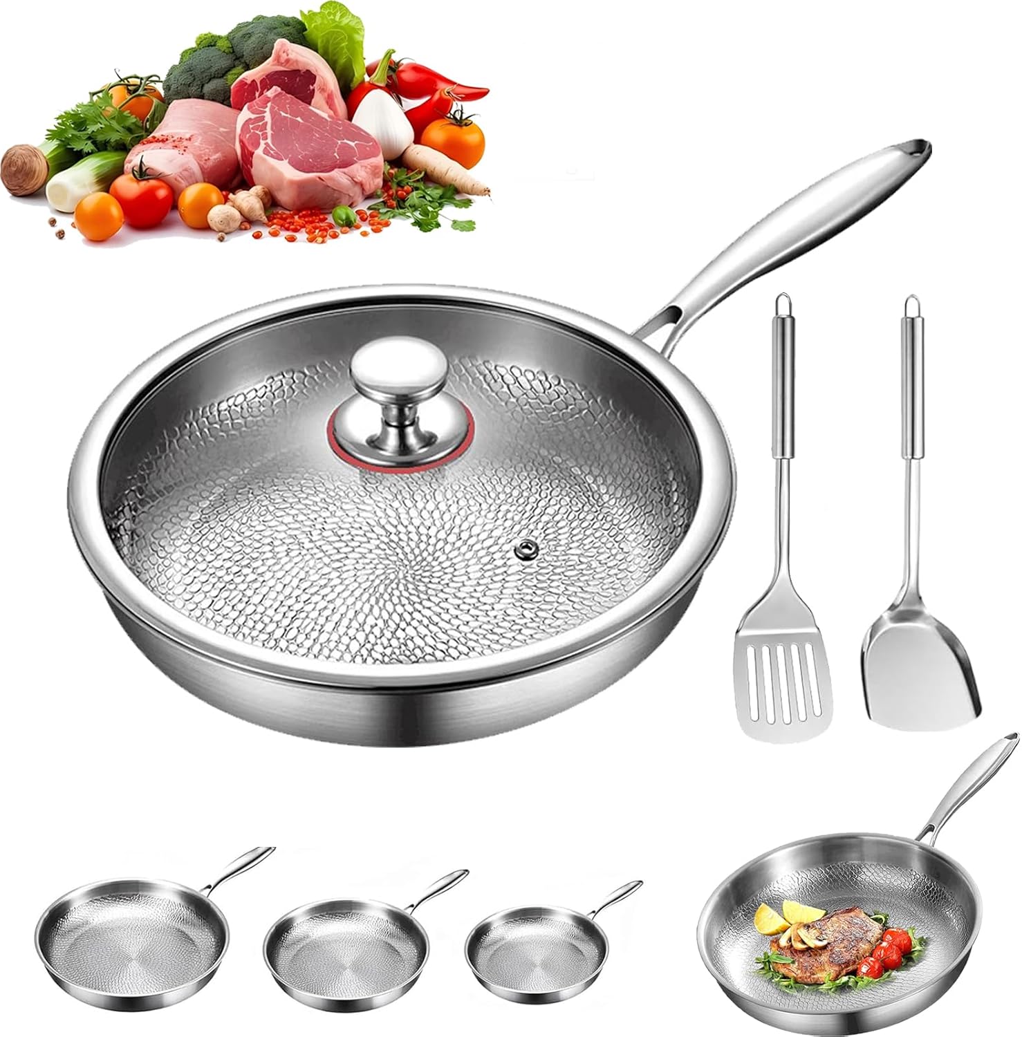Amazon.com: LUGLIEO Titanium Pan With Lid, 100% Pure Titanium Hammered ...