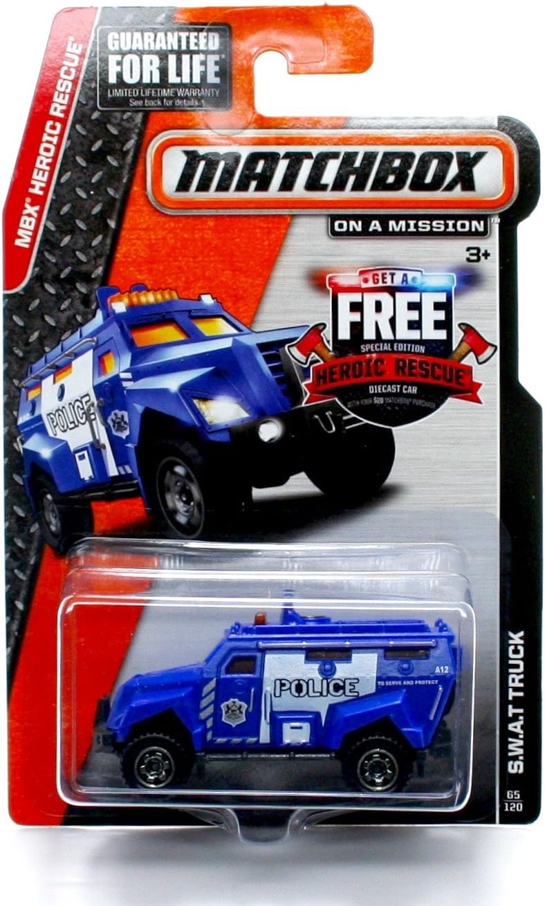 Matchbox S.W.A.T. Police Truck (Blue) MBX Heroic Rescue 2014 on a ...