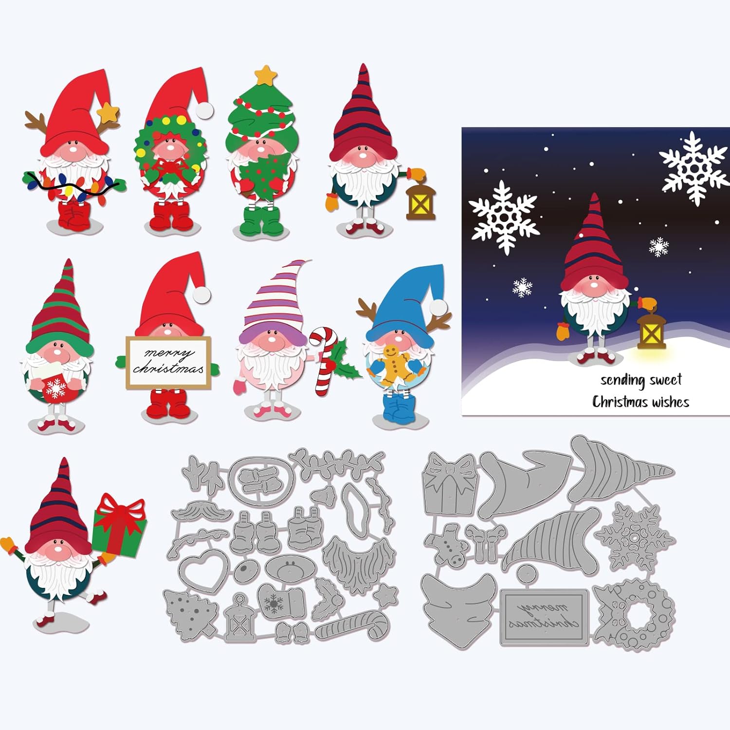 GLOBLELAND Lot de 2 matrices de découpe de coin de Noël Gnome Père Noël ...