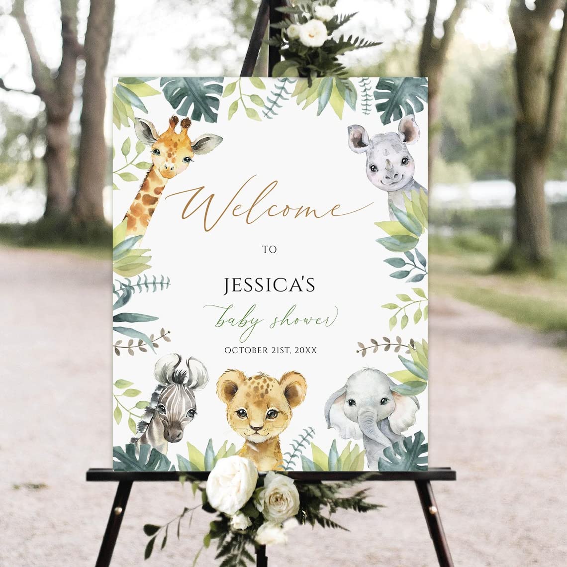 Amazon.com: Safari Baby Shower Welcome Sign, Safari Baby Shower Sign ...