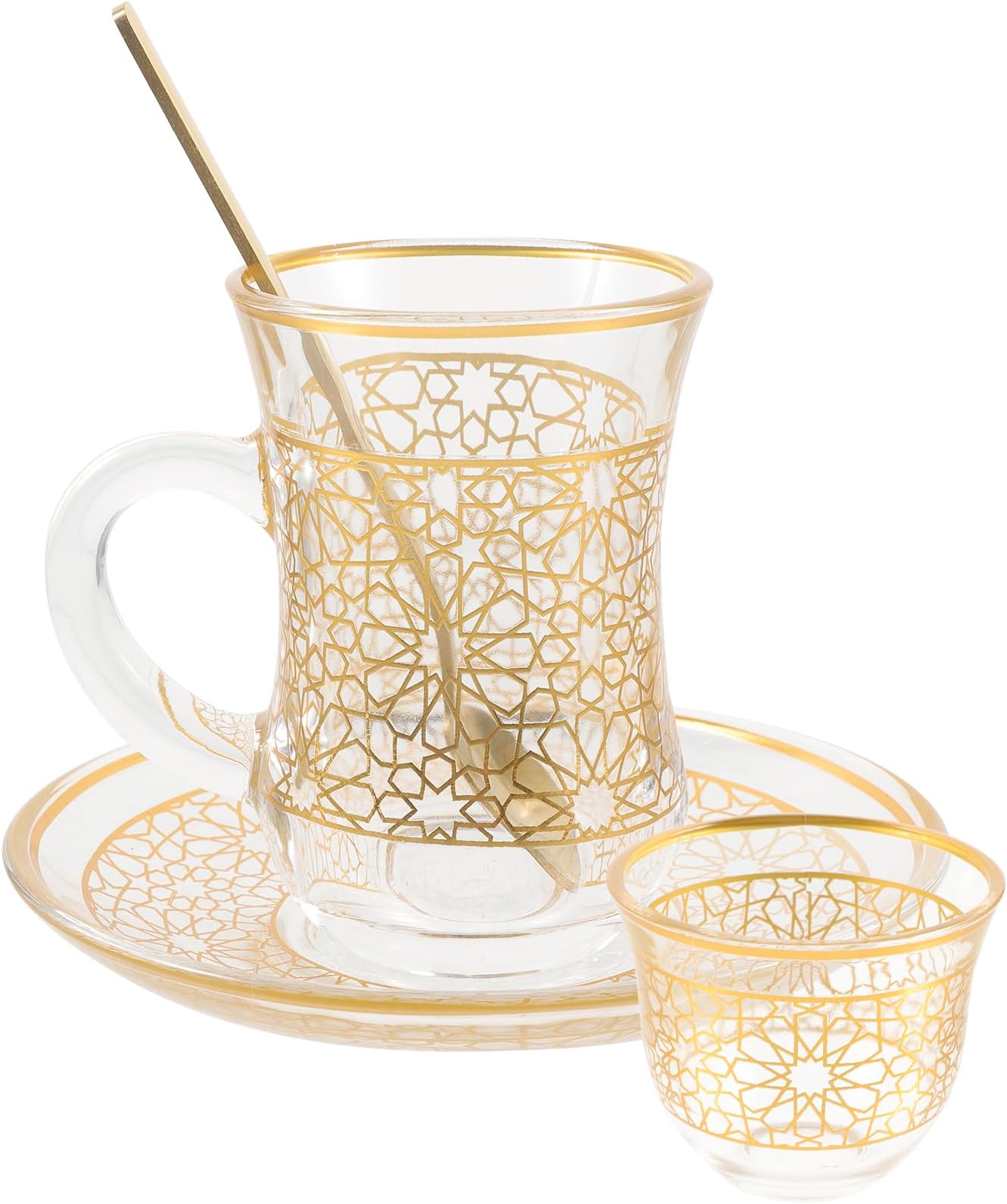 binsakao Turkish Tea Glasses with Handle - 6 pcs Tea Cups, Slim Waist ...