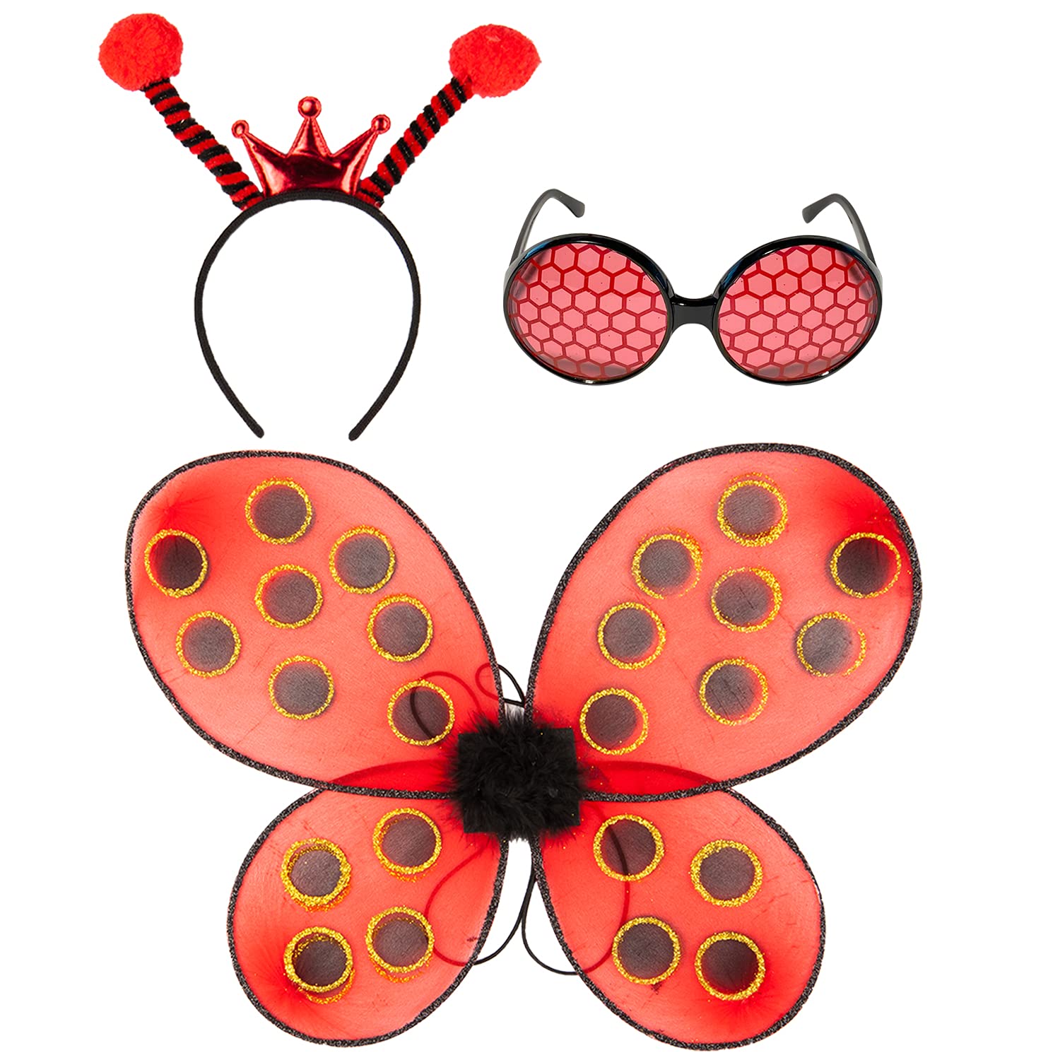Amazon.com: Funcredible Ladybug Wings, Ladybug Glasses and Ladybug ...