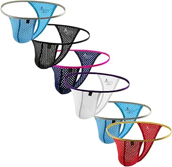 Faringoto Men's Sporty Mesh Single Thong Low Rise Sheer Thongs Pants at ...