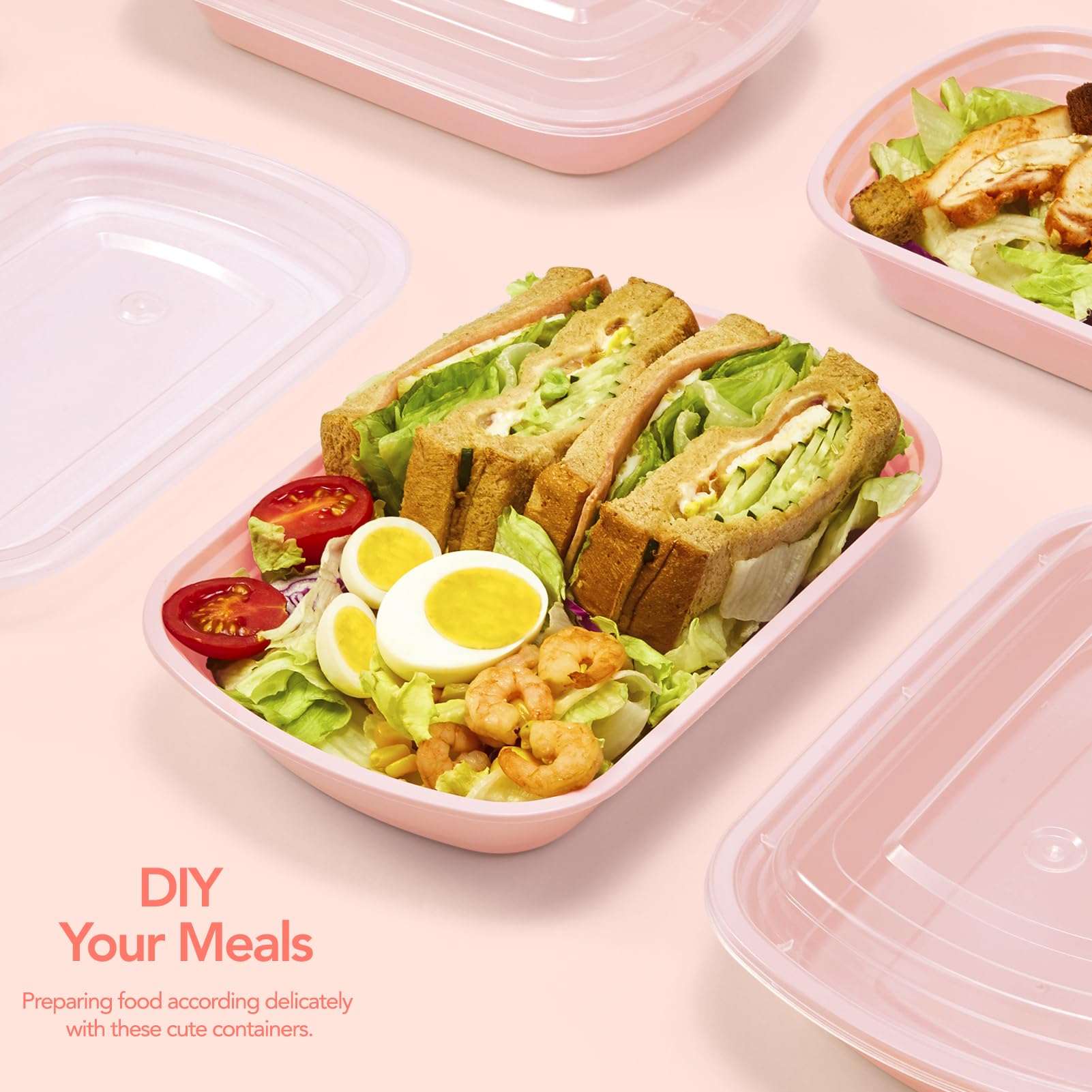Snapklik.com : Glotoch Express 50 Pack Pink Meal Prep Containers, 32oz ...