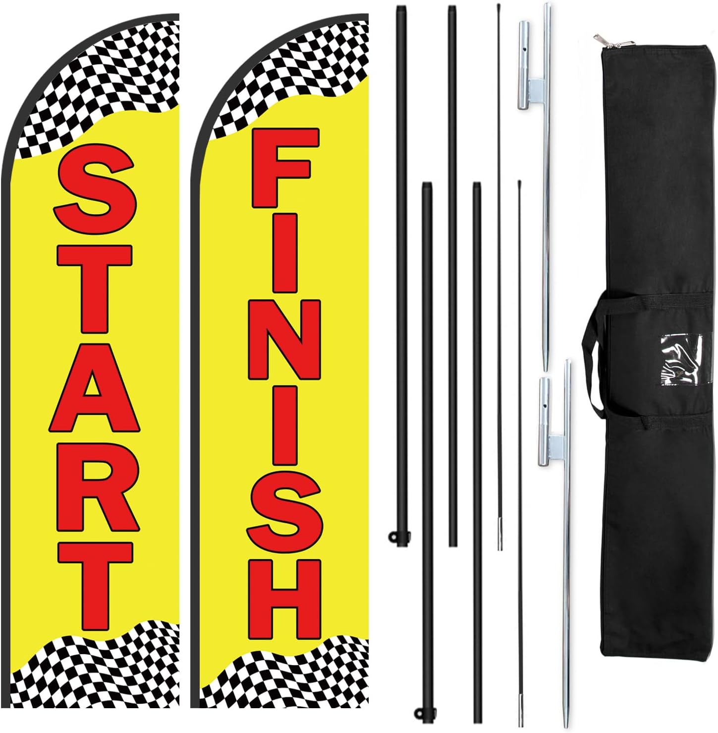 Amazon.com : Start Finish Line Banner with Feather Flag Pole Kit for ...
