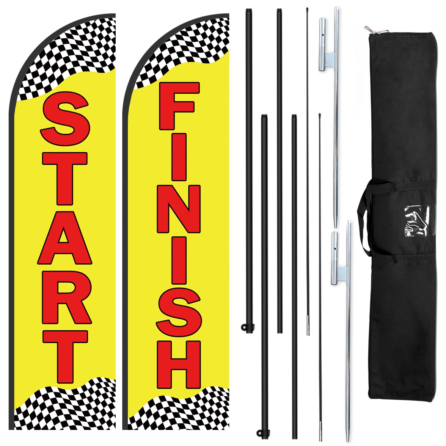 Amazon.com : Start Finish Line Banner with Feather Flag Pole Kit for ...