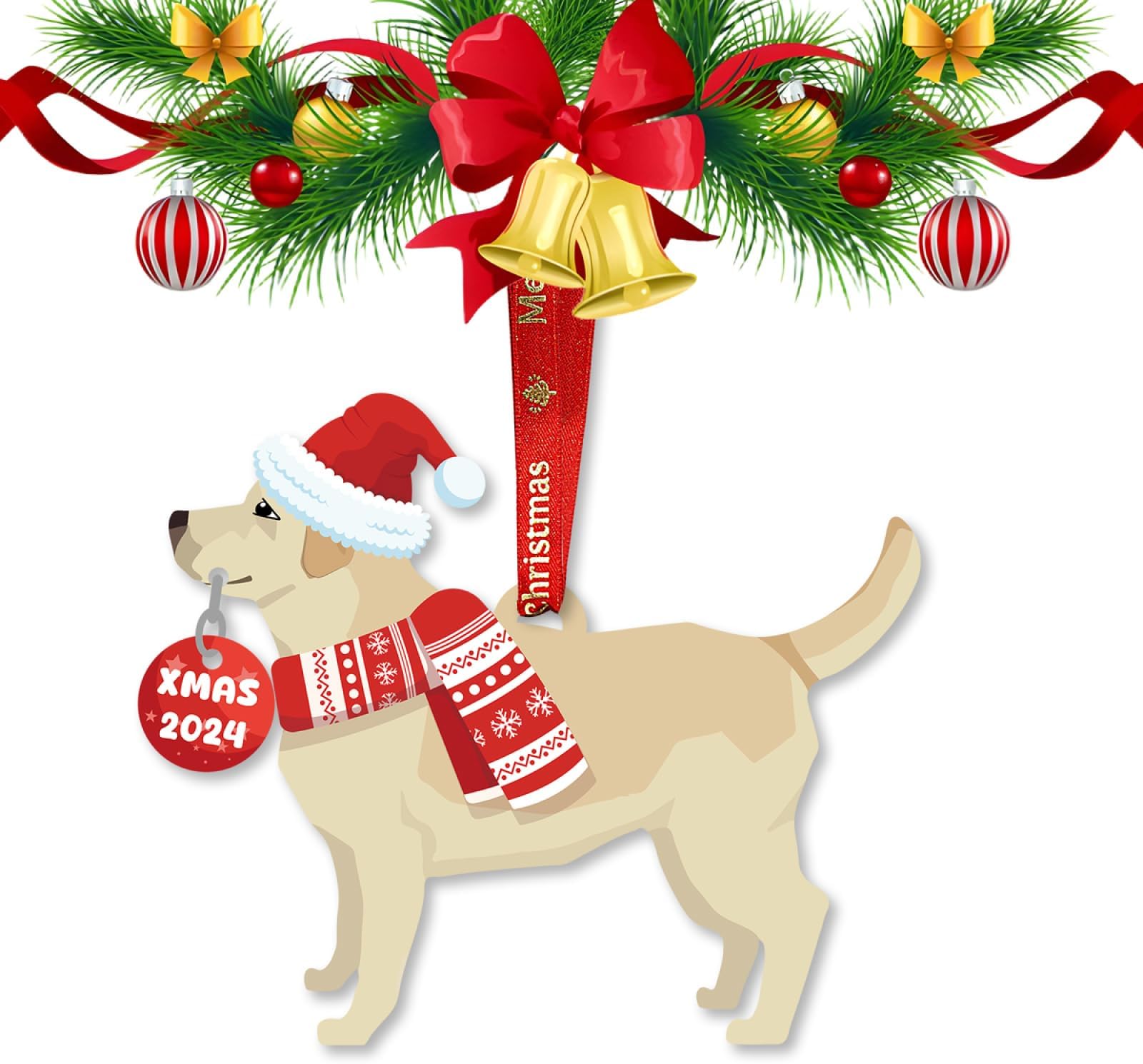 Amazon.com: Kurt S. Adler Yellow Lab Labrador Wearing Santa Hat with ...