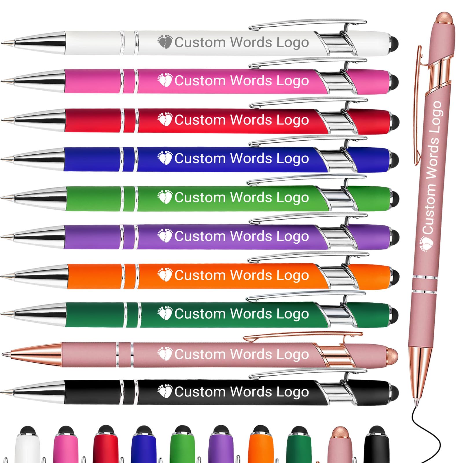 Personalized Pens in Bulk Custom Black Stylus Pens with Name Engraved ...