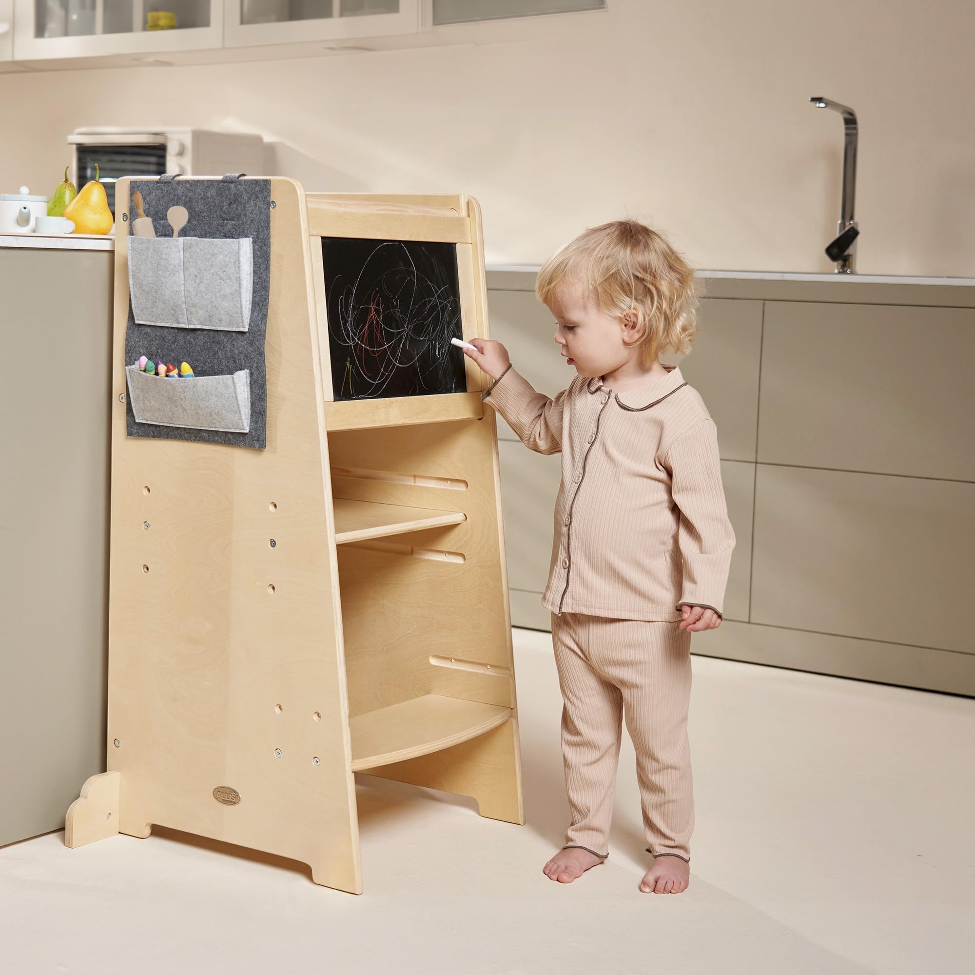 Allis Baby 3-in-1 Natural Wooden Learning Tower, Toddler Steps ...