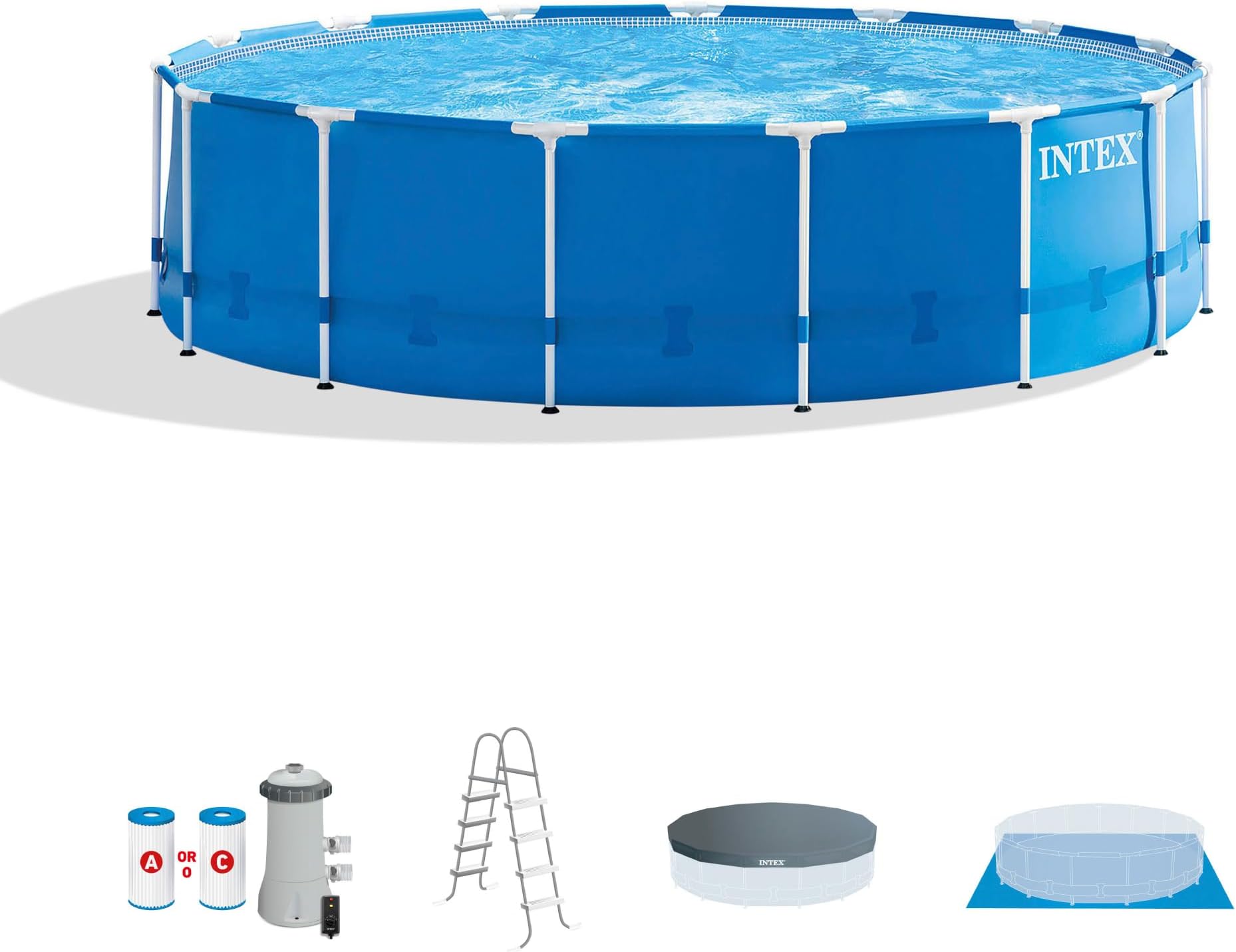 Amazon.com: INTEX 15-Foot by 48-Inch Metal Frame Pool Set : Patio, Lawn ...