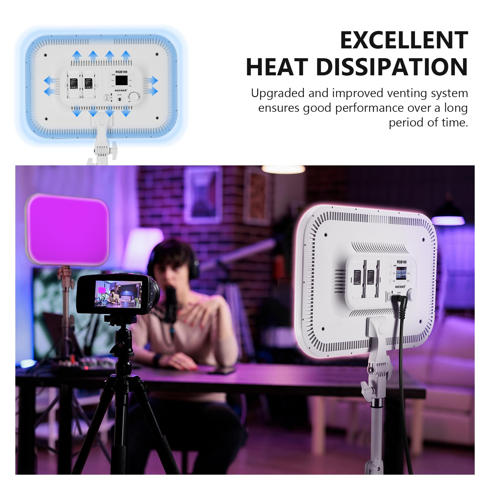 NEEWER 18.3" RGB LED Video Light Panel with App Control Stand Kit 2 ...