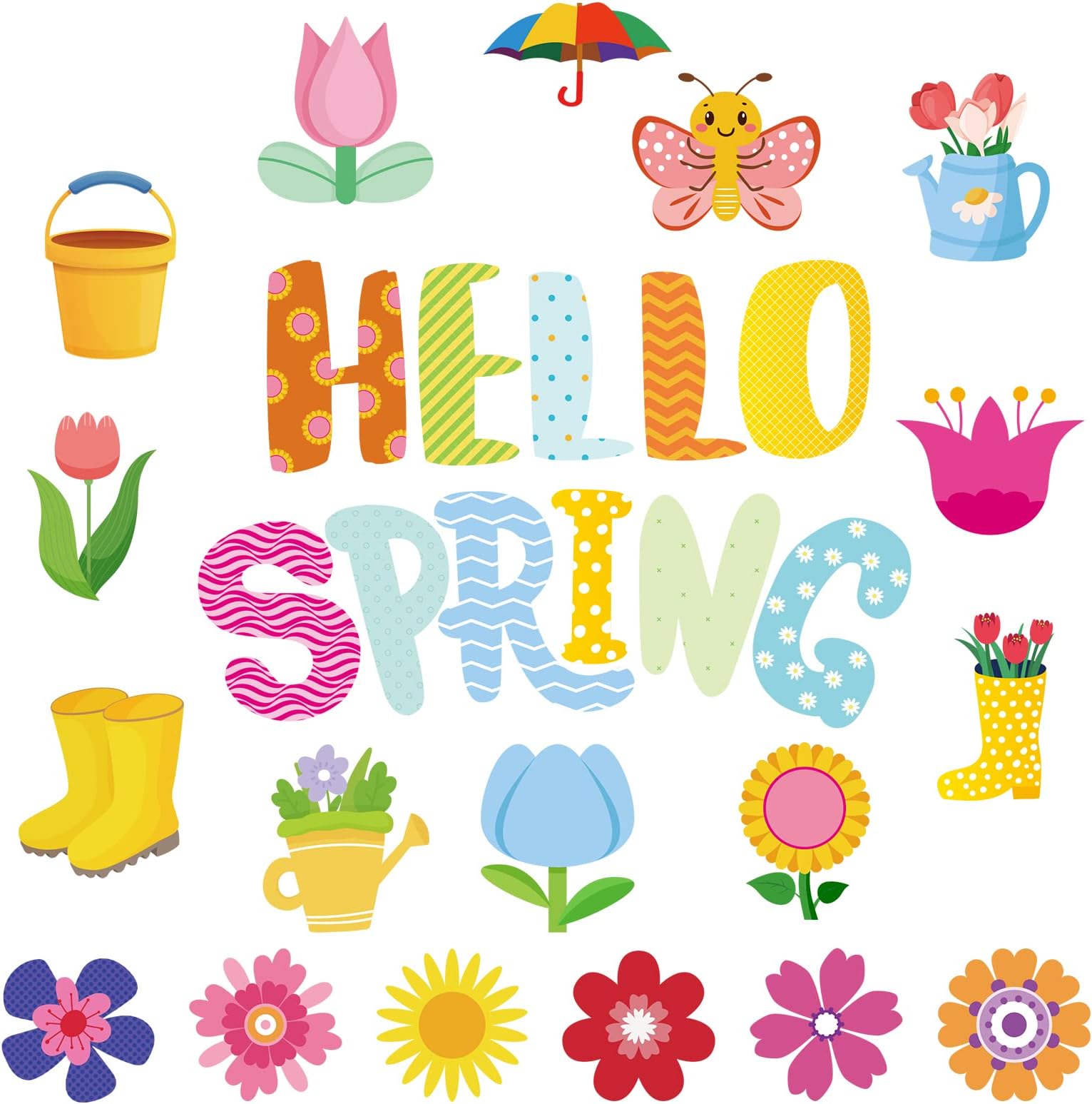 Amazon.com: Ferraycle 68 Pcs Hello Spring Cut Outs with 100 Pcs Glue ...