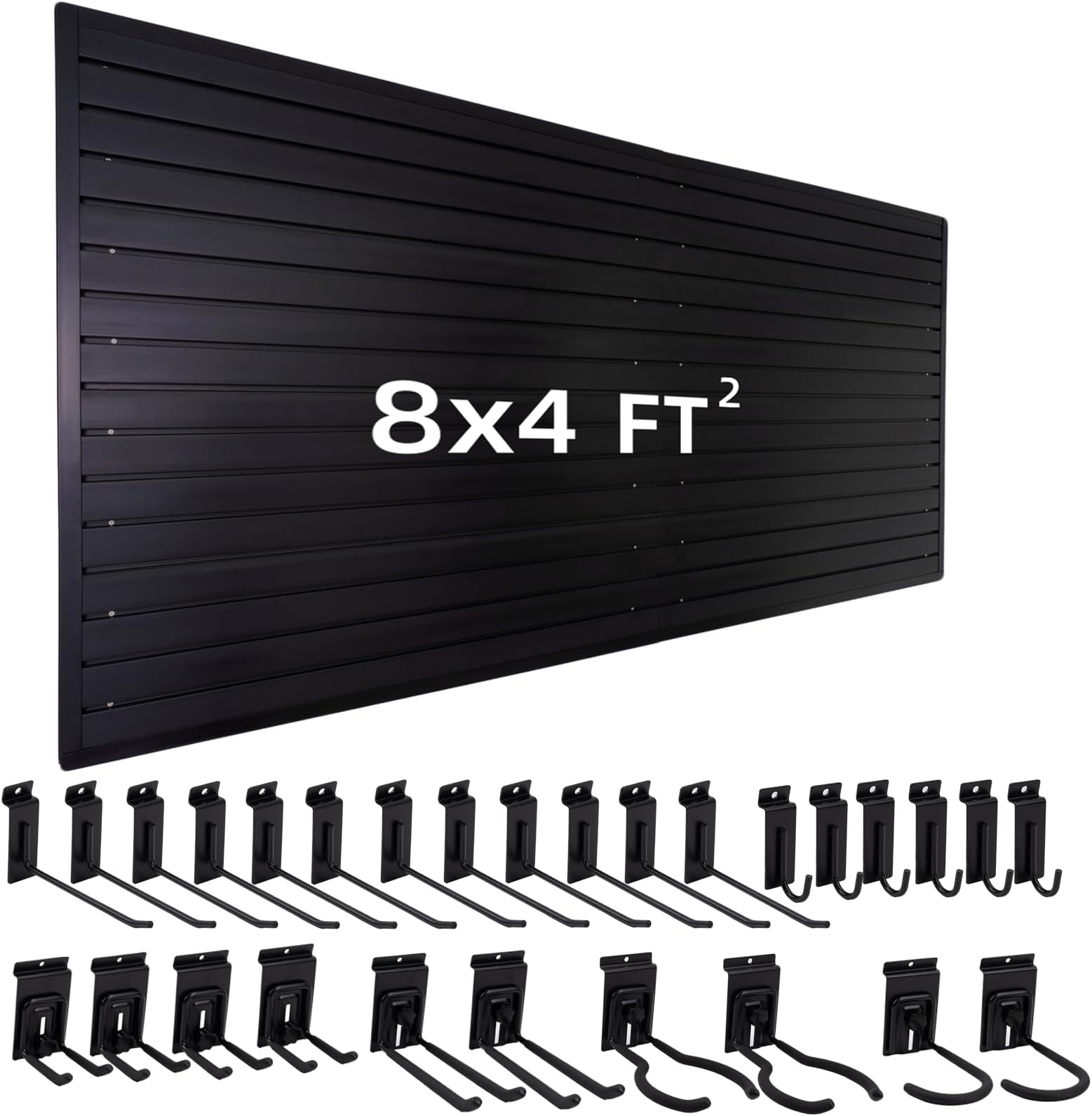 Slatwall Pane 4'x8' with 28 Garage Hooks Garage Wall Organizer PVC ...