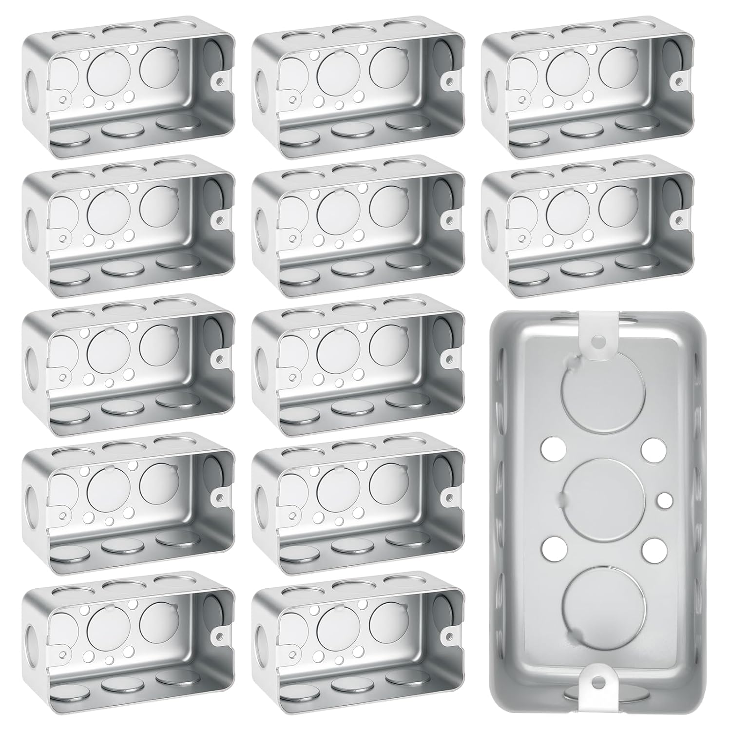 SHENLIU 12 Pcs Electrical Box with 1/2" Knockouts, 4 x 2 Inch Steel ...
