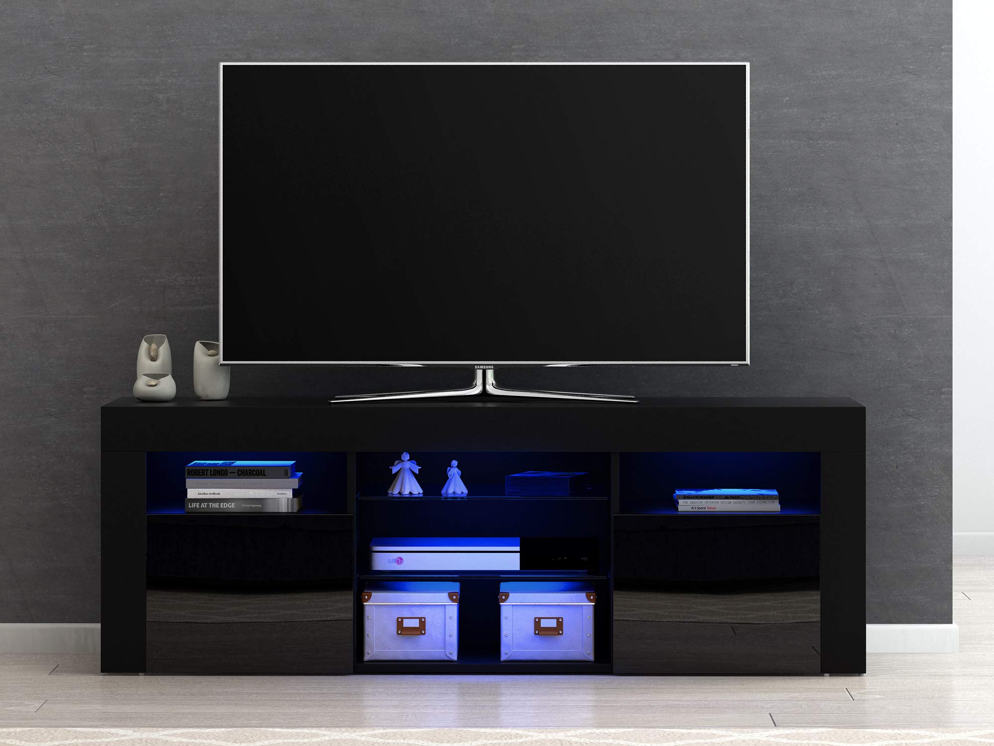 Buy Panana Modern 135cm TV Stand Unit with Multi-Colour LED Lights High ...