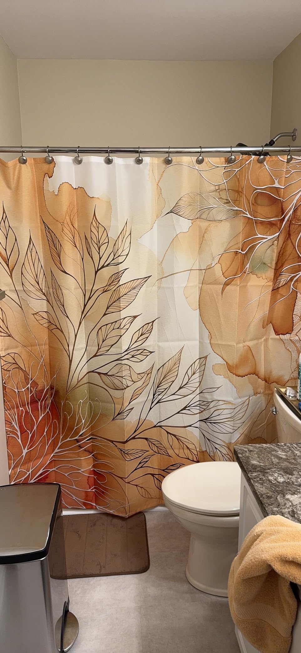 $5/mo - Finance Ambesonne Aesthetic Shower Curtain, Boho Concept in Bold Exotic Leaves in Warm ...
