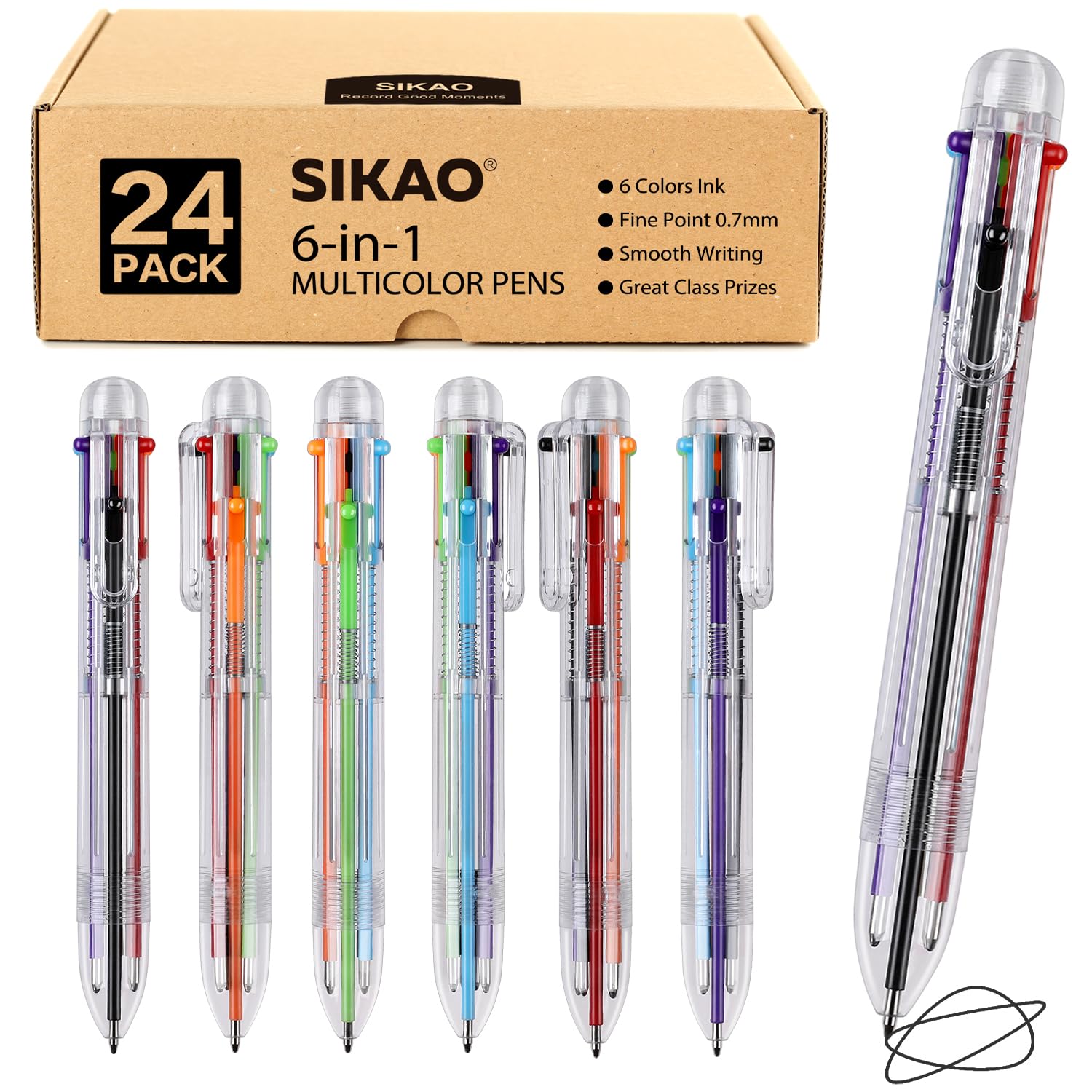 Amazon.com : Multicolor Pens, 6-in-1 Multi Color Pens all in One, Fun ...