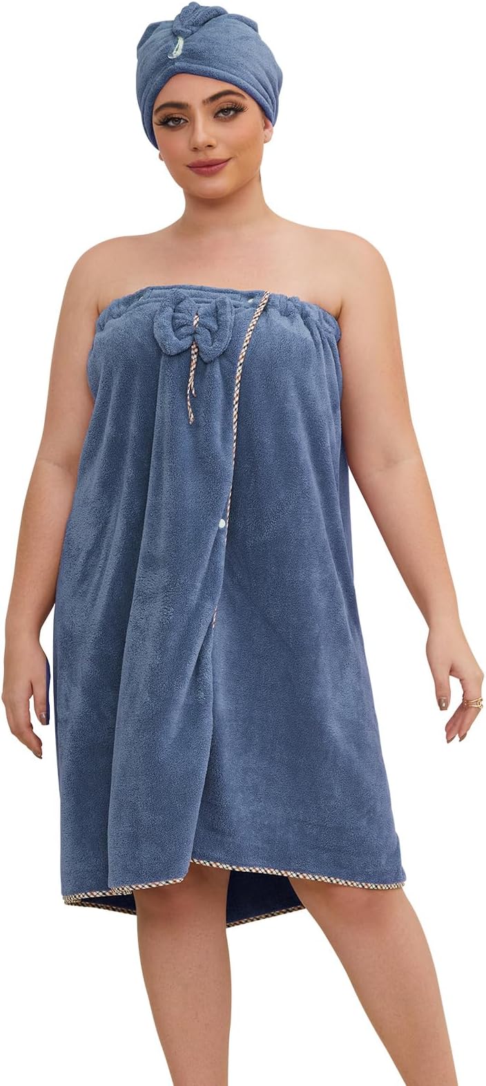 Amazon.com: Xtinmee 2 Sets Plus Size Womens Wrap Towel with Hair Towel ...