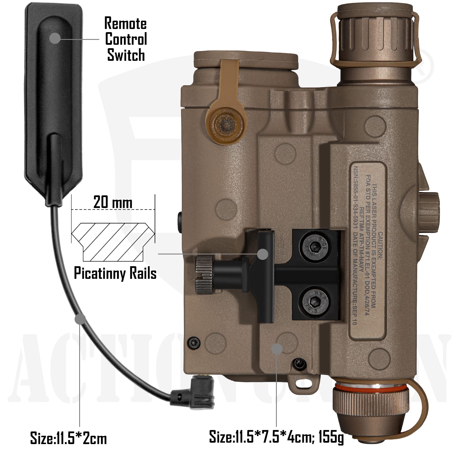 Snapklik.com : ACTIONUNION Airsoft PEQ-15 Pro IR Laser + UHP Visible ...