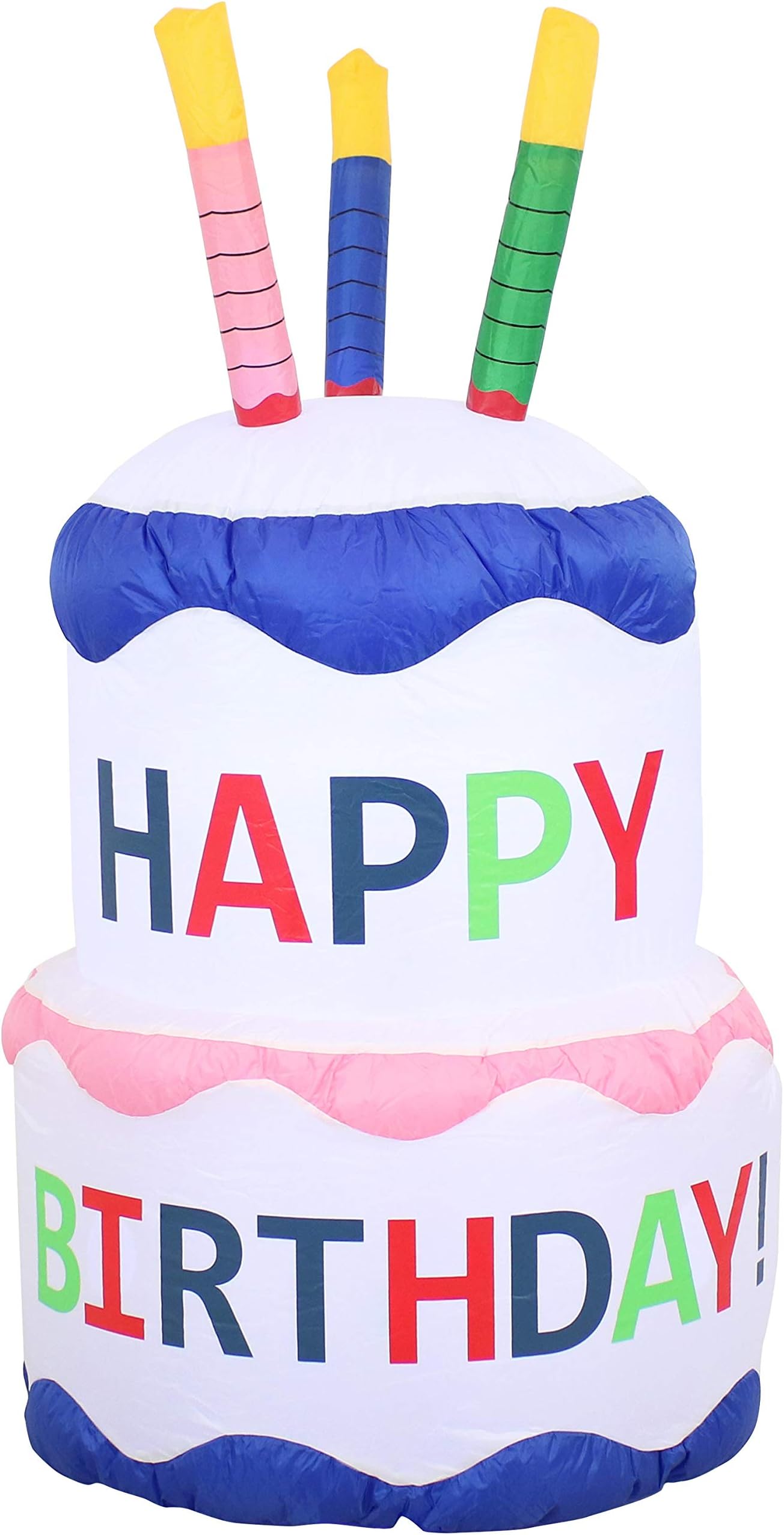 Amazon.com: Sunnydaze 4-Foot Happy Birthday Cake Inflatable Decoration ...