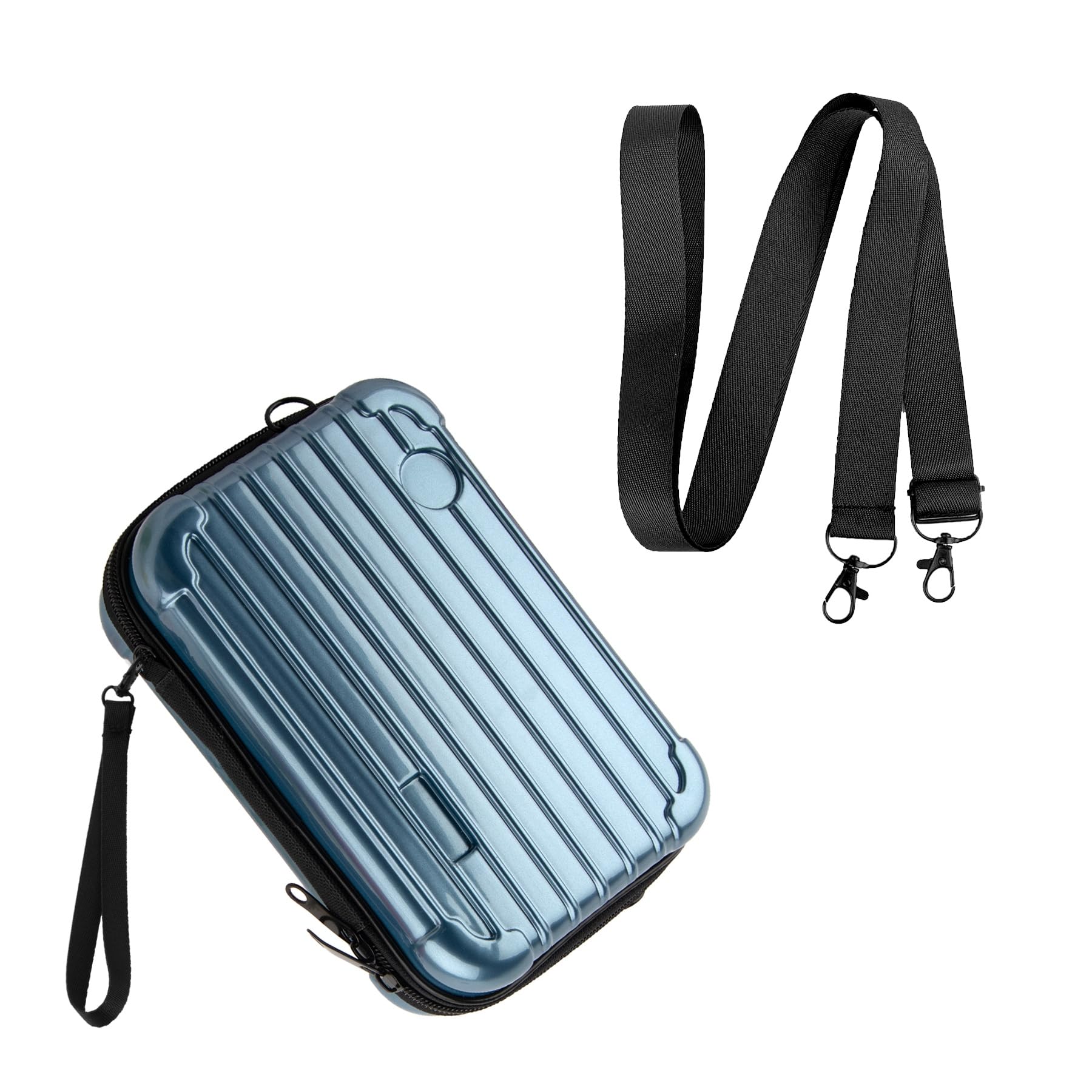 Amazon.com: Framendino, 8 Inch Blue Hard Shell Cosmetics Case Carrying ...