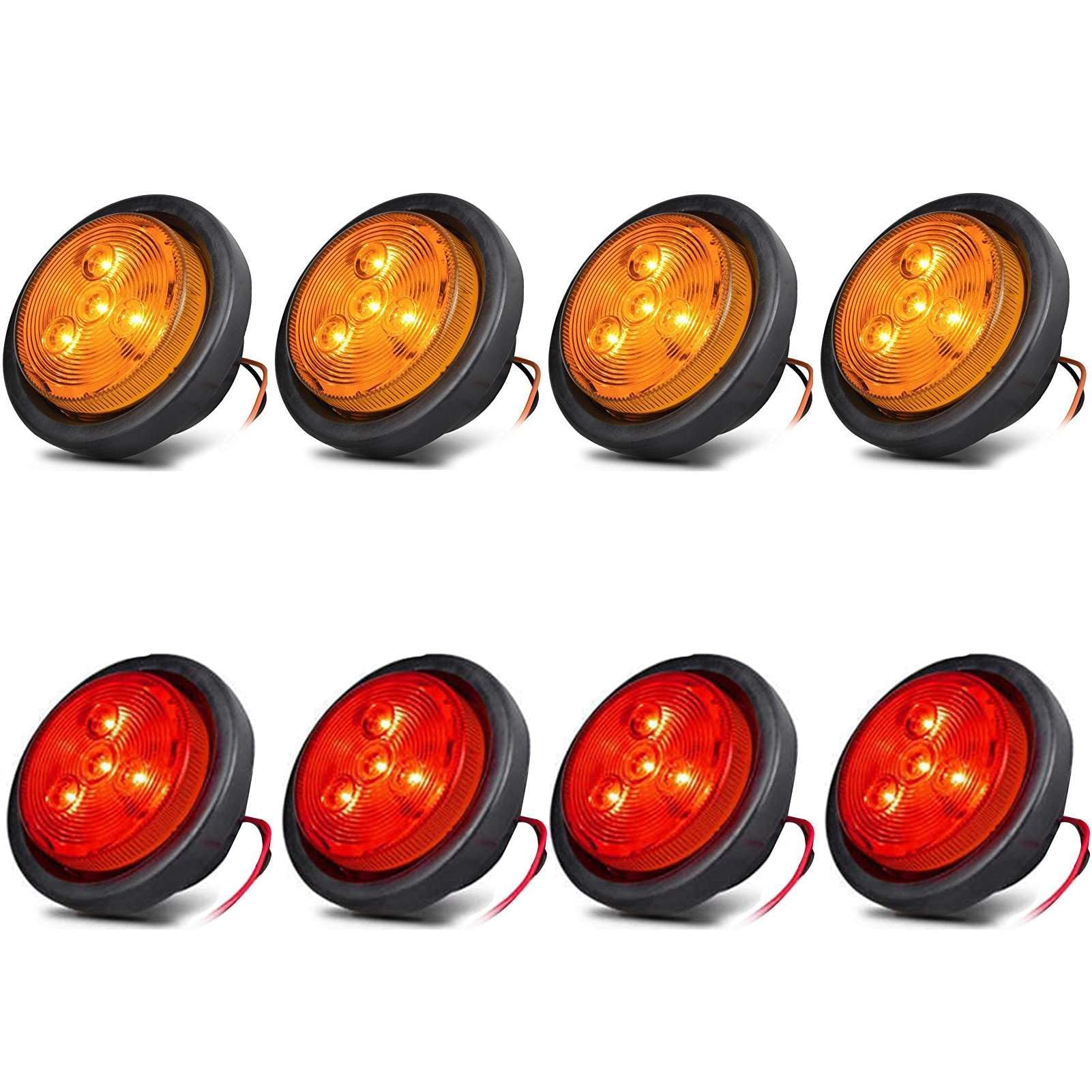 Snapklik.com : NEW SUN 8 Pcs 2.5" LED Clearance Marker Lights,Round ...