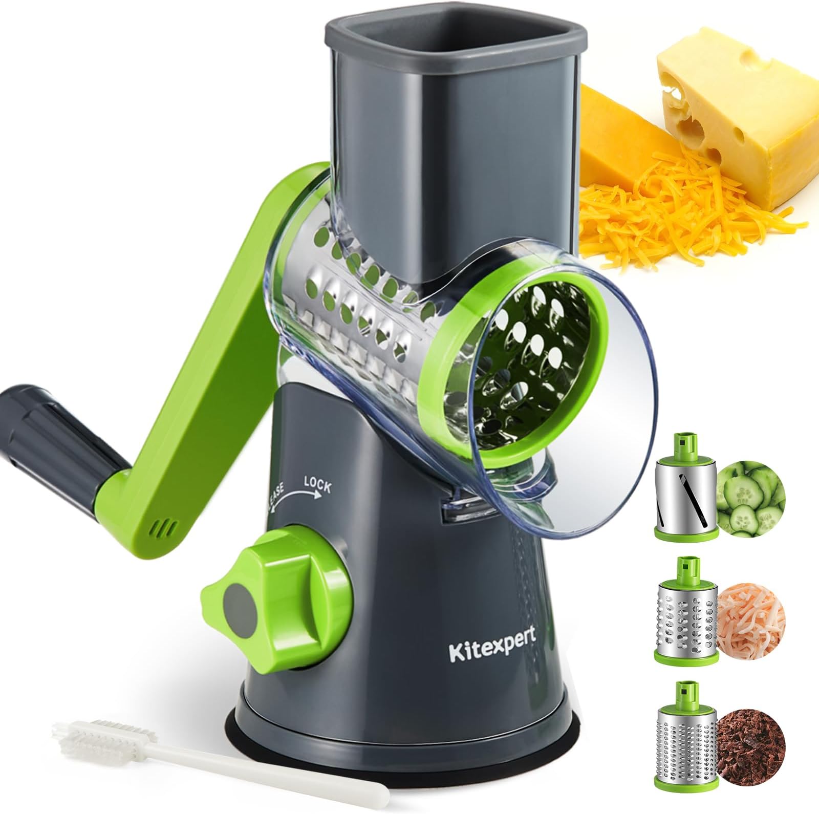 Amazon.com: Manual Rotary Cheese Grater with Handle - Vegetable Slicer ...