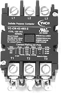 Amazon.com: Yuco YC-CN-42-403-2 3P DP Contactor 40A 120V Coil replaces Siemens 42CF35AF ...