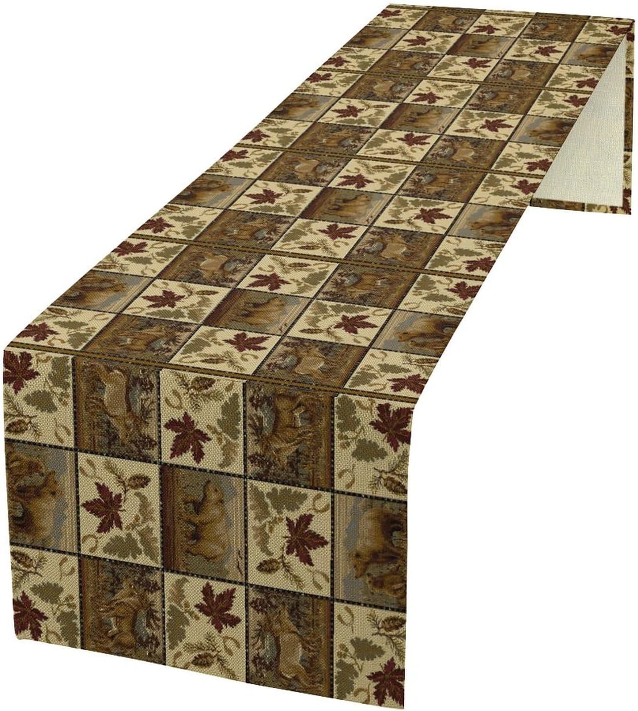 Amazon.com: Bear Deer Table Runner, Retro Rustic Style Tree Leaf ...