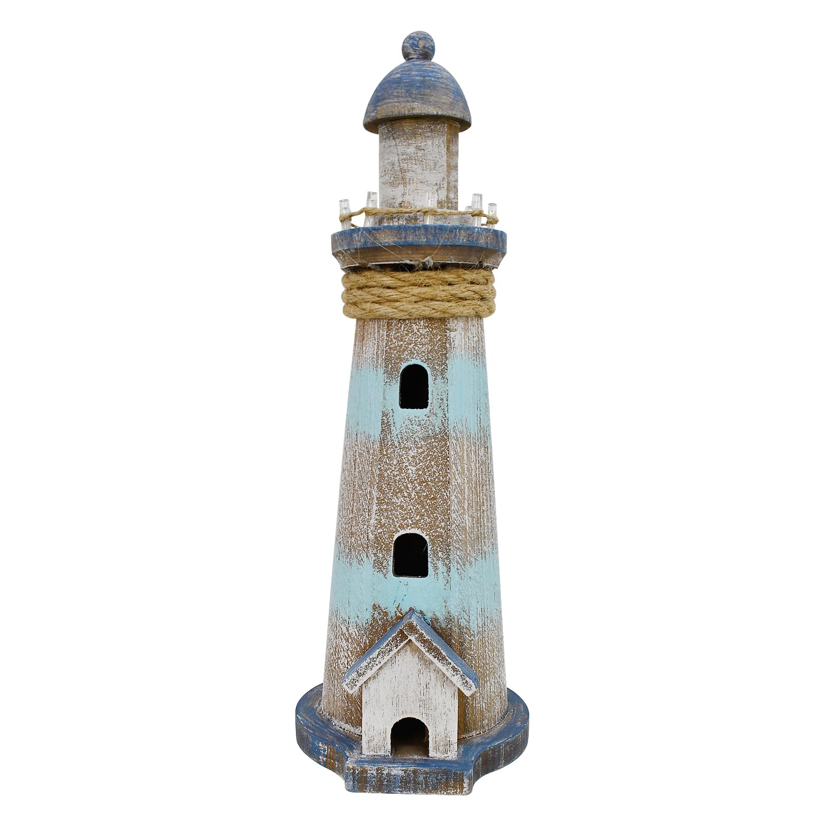 Amazon.com: Wooden Lighthouse Decoration with Lights Nautical Tabletop ...