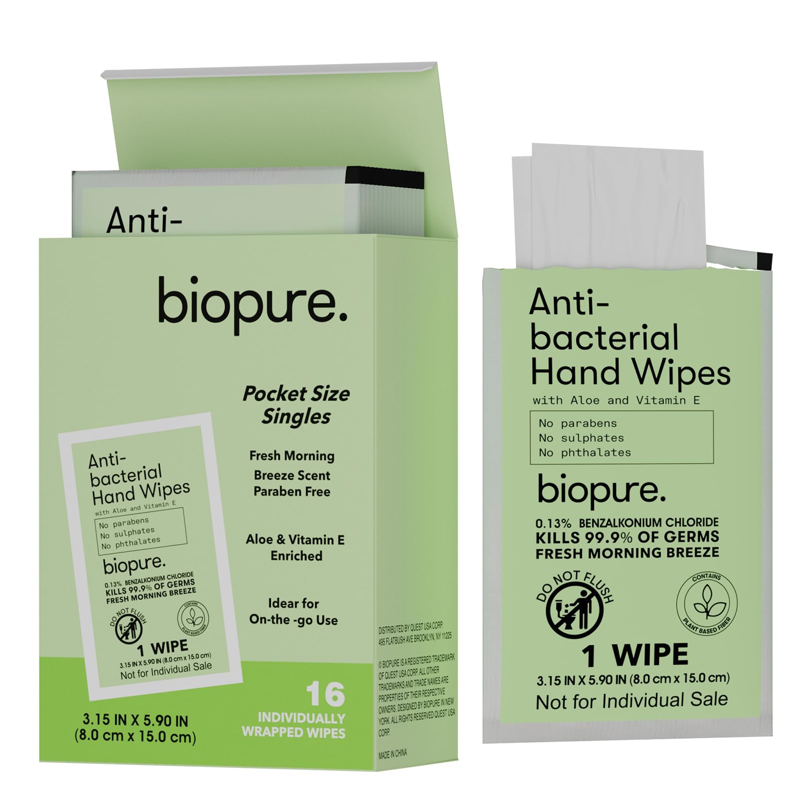 Amazon.com: Biopure Individually Wrapped Antibacterial Hand Wipes ...