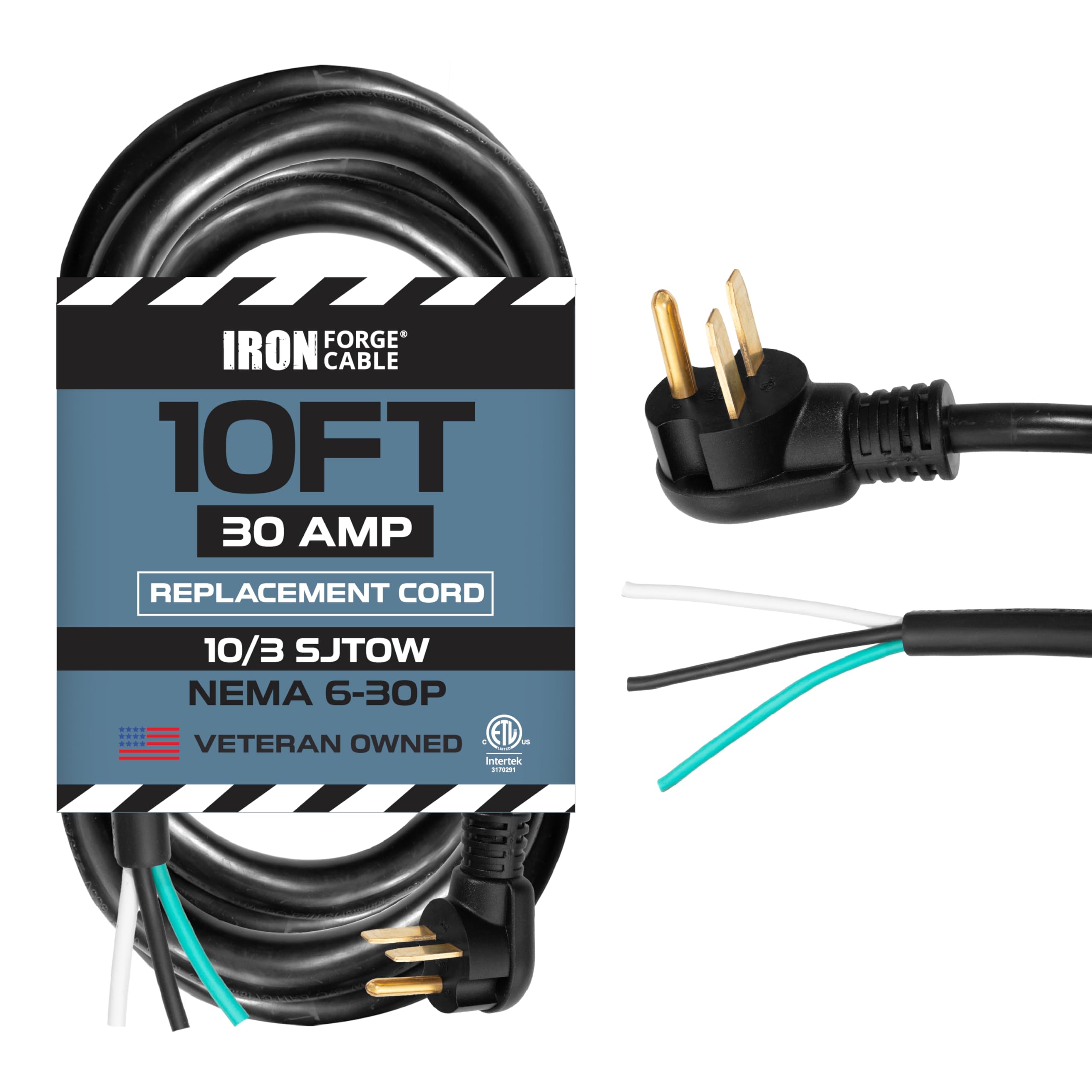 Amazon.com: Iron Forge Cable NEMA 6-30P Replacement Extension Cord 10 ...