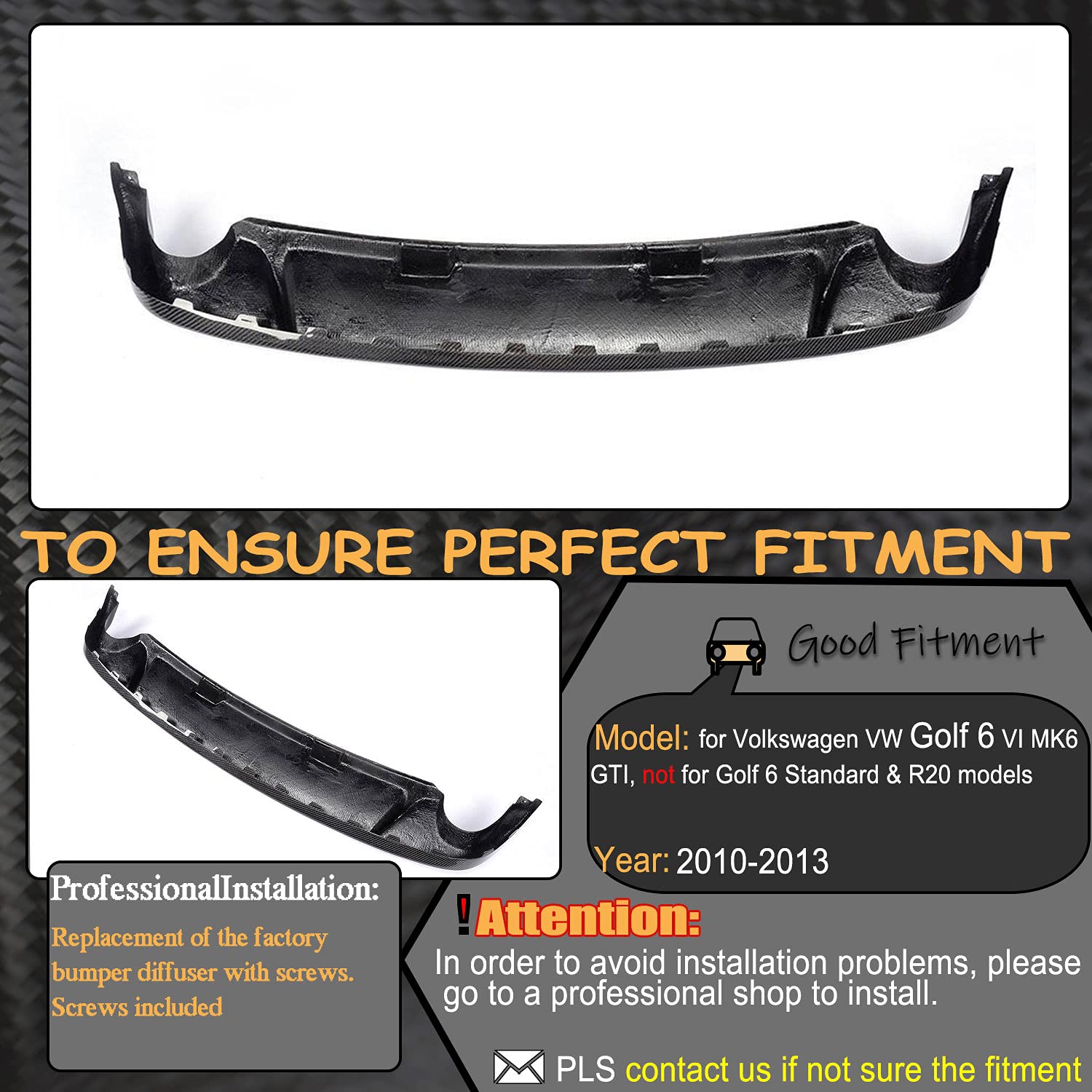 Buy MCARCAR KIT Carbon Fiber Rear Diffuser Fits for Volkswagen VW Golf ...