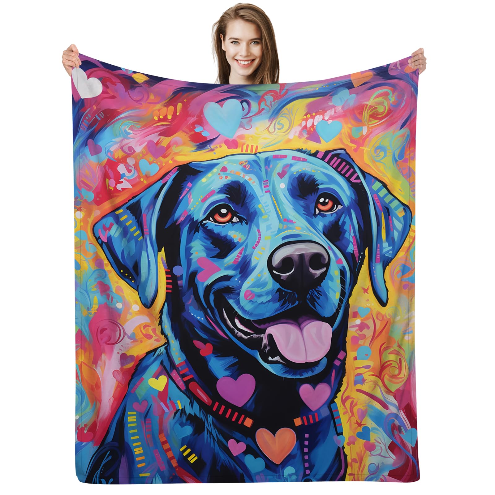 Amazon.com: ALIFAFA Labrador Retriever Gifts Blanket, Cute Blue Pink ...