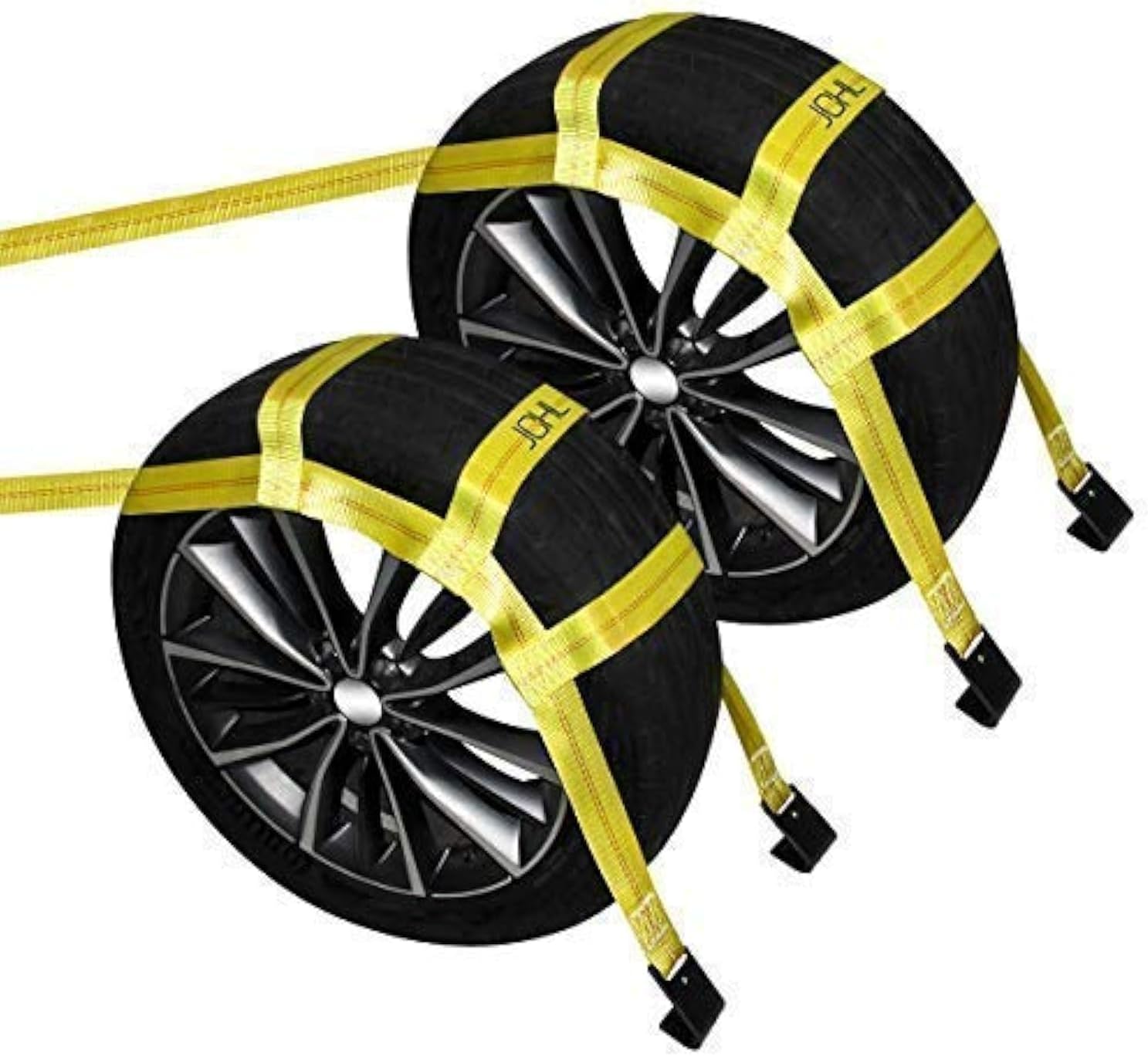 JCHL Tow Dolly Basket Straps with Flat Hooks (2 Pack) Yellow Car Wheel ...