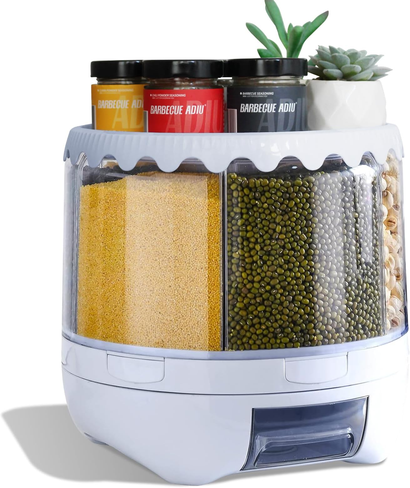 Amazon.com: 18 Pound Dry Food Dispenser with 6 Compartments – 360 ...