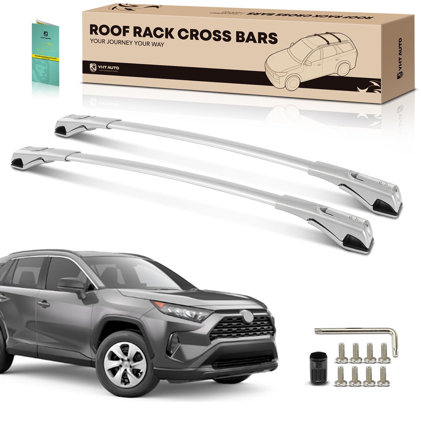 YHTAUTO 165 LBS Roof Rack Cross Bars w/Hardware Fit for Toyota RAV4 ...