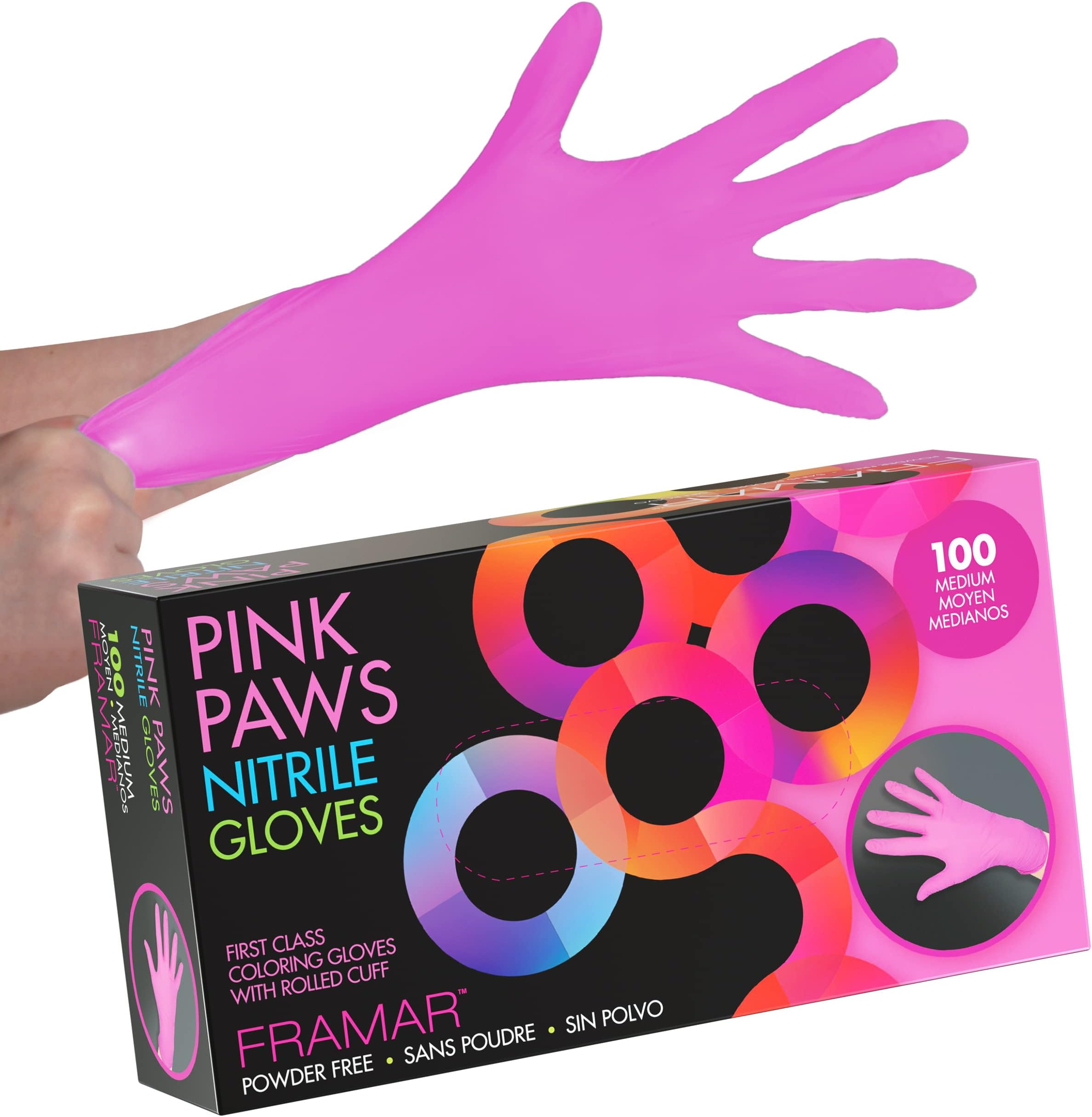 Amazon.com: FRAMAR Pink Gloves Disposable Latex Free – Pink Nitrile ...