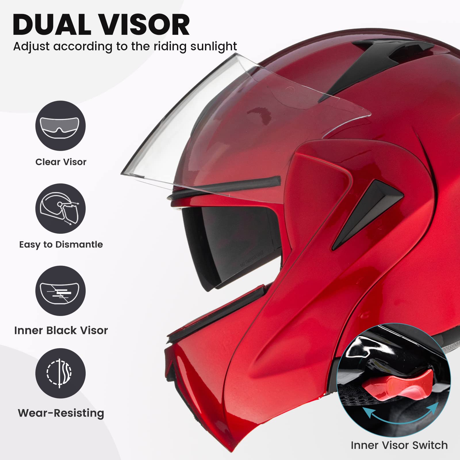 Snapklik.com : ILM Motorcycle Helmets Modular Dual Visor Flip-up Full ...