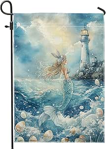 Amazon.com : Fanciful Mermaid Garden Flag, Aqua Seafoam Mermaid ...