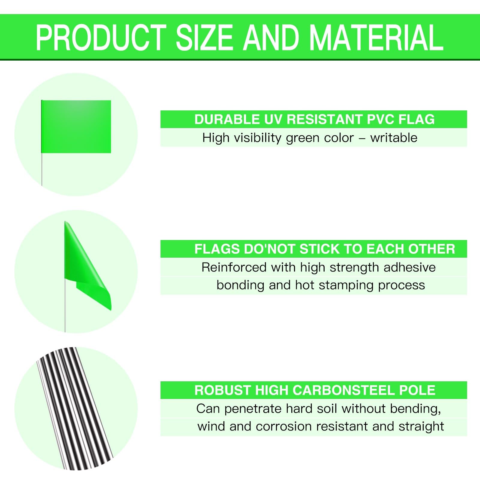 Snapklik.com : 20 Pack-Green Marking Flags For Lawn,4"-5"-15"Lawn Flags ...