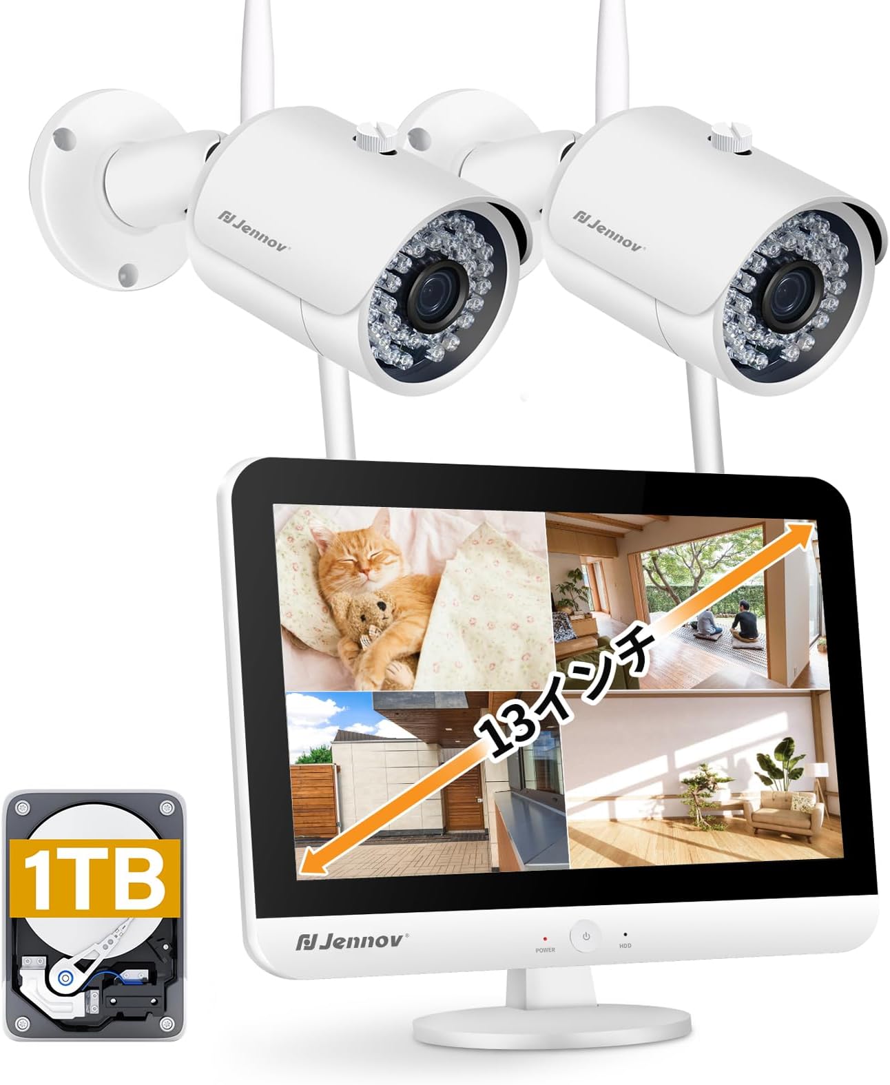 Amazon.co.jp: WTW 塚本無線 Par 12インチディスプレイ 標準カメラ2台セット 2TB 防水 防犯灯 夜間撮影 ワイヤレス 監視 国内サポート : DIY・工具・ガーデン