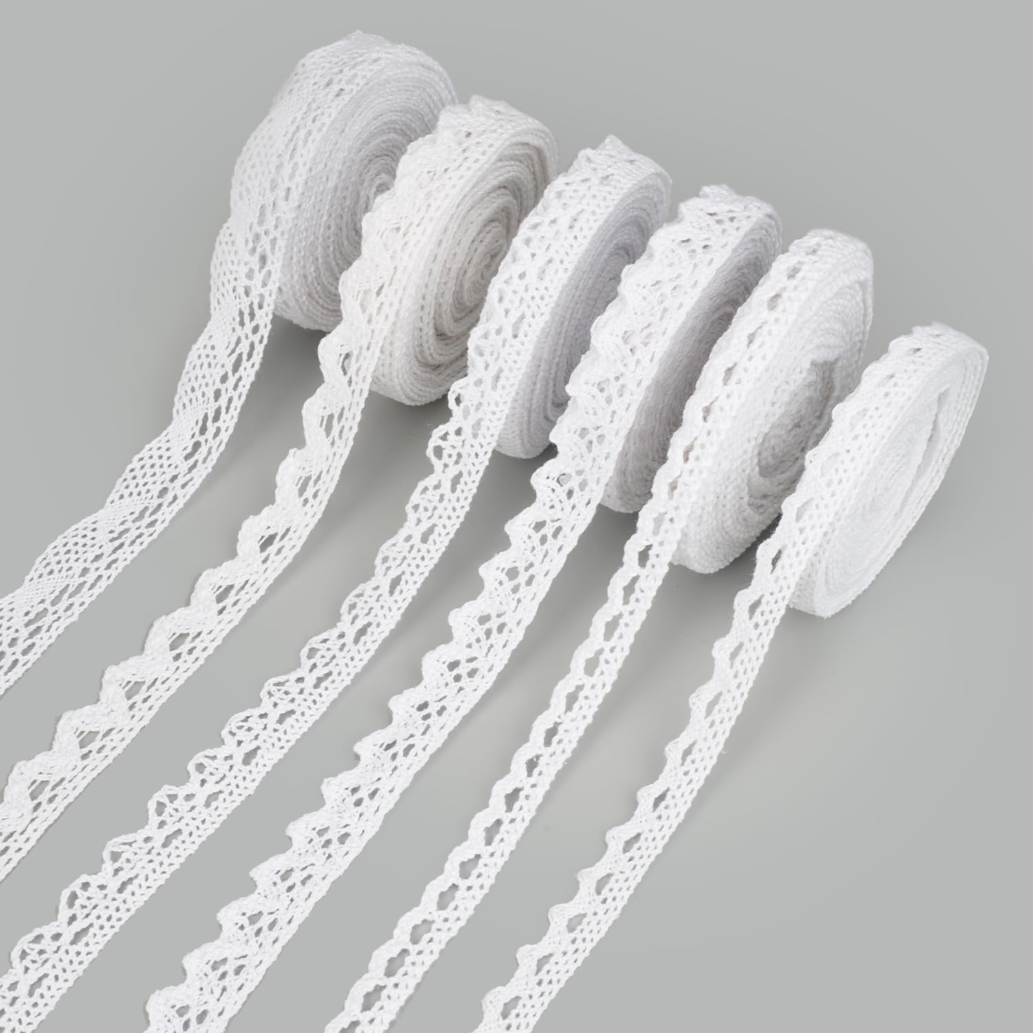 6 Rolls Lace Trimming for Sewing, 30 Yards Vintage White Lace Trim, 0.8 ...