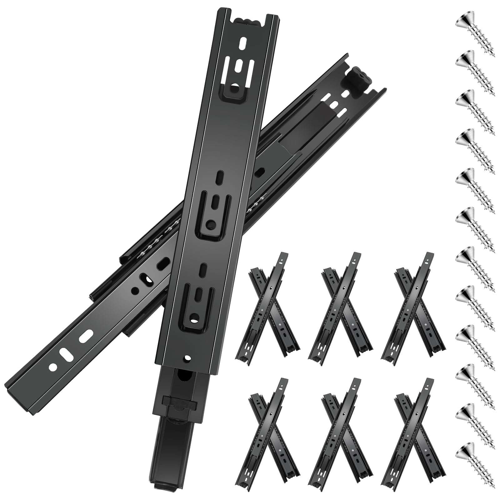 20 inch Drawer Slides 6 Pairs (12pcs) Full Extension Ball Bearing ...