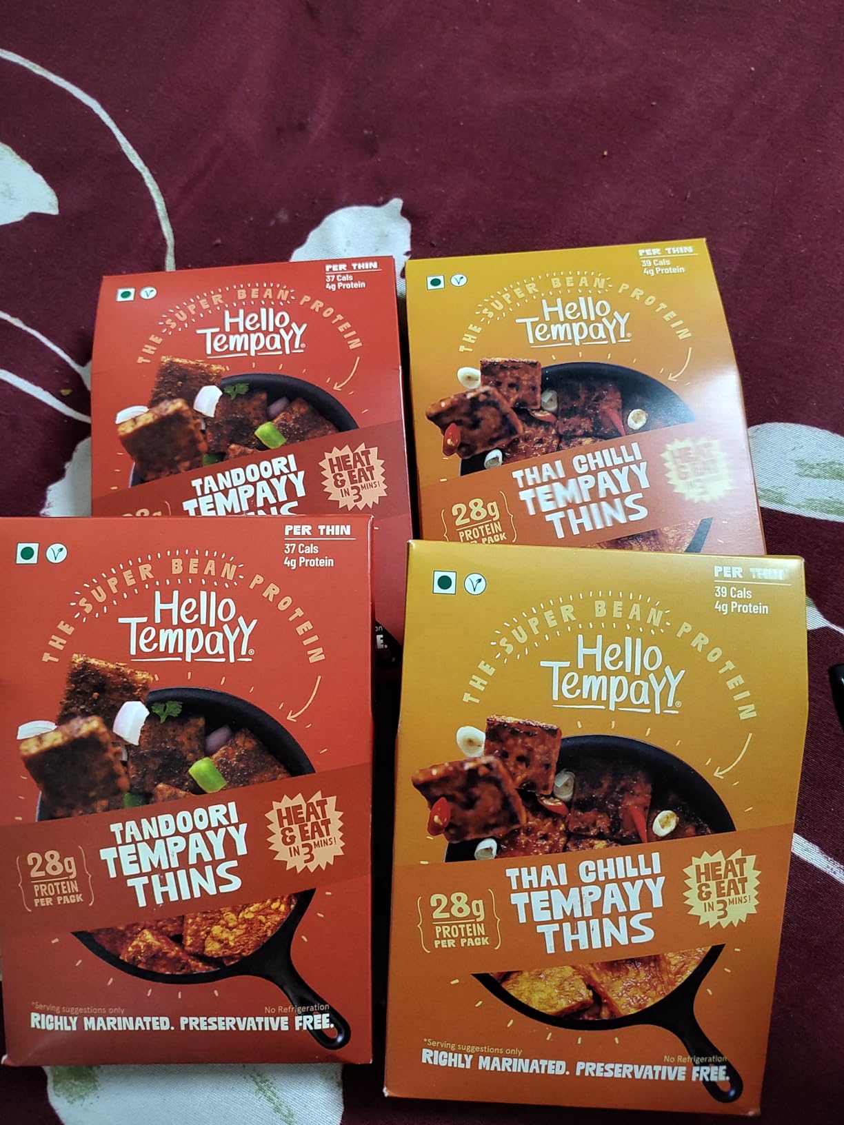 Hello Tempayy Tandoori & Thai Chilli Tempeh Thins Combo | Value Pack of ...